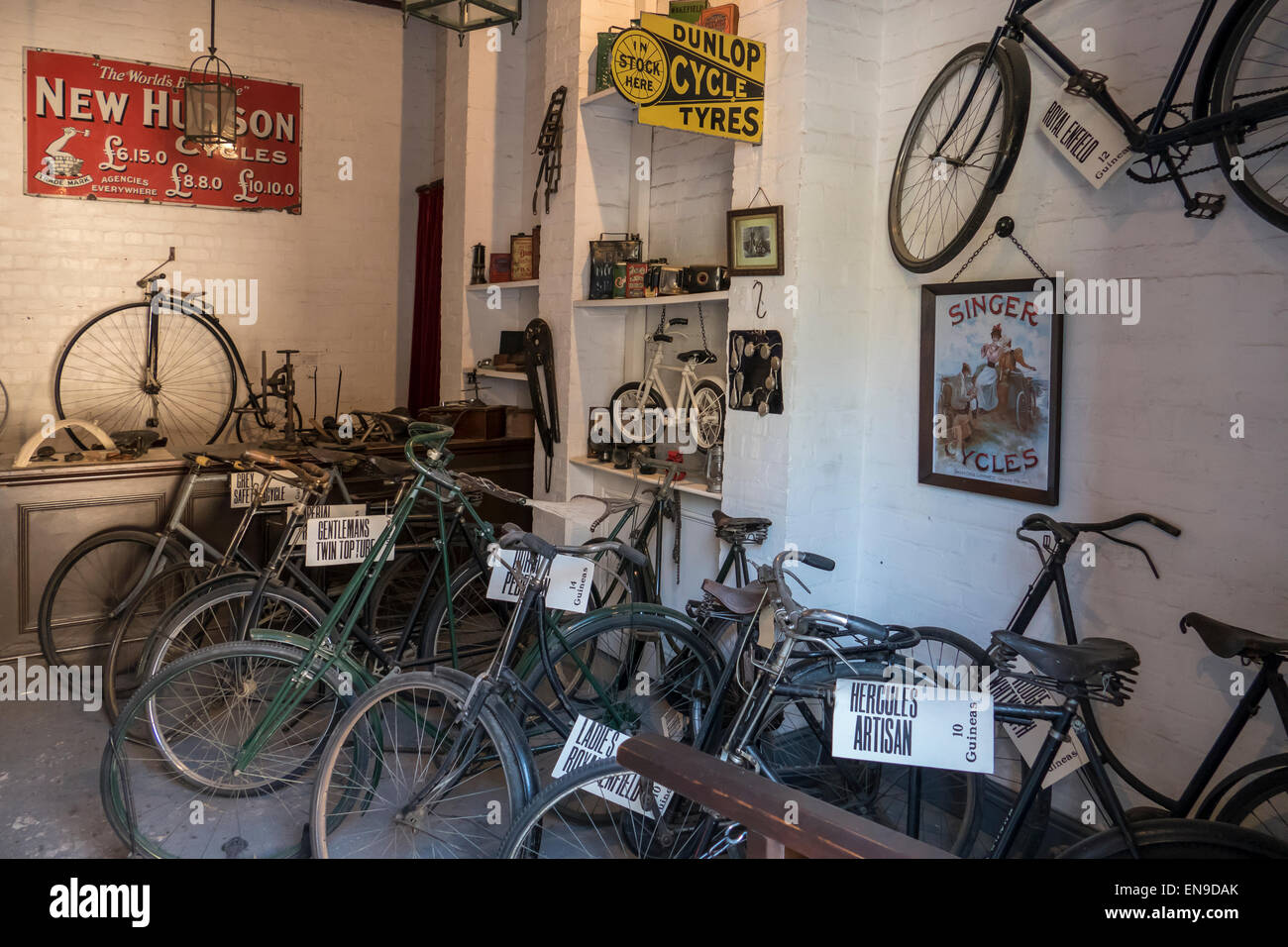 England, Shropshire, Blists Hill Victorian Town, Cycle shop Stock Photo ...