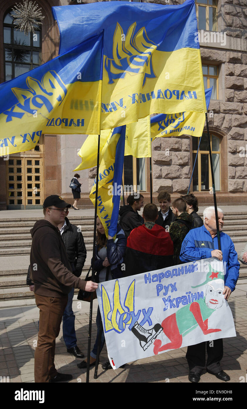 Kiev, Ukraine. 30th Apr, 2015. Activists of the ''People's Movement of ...