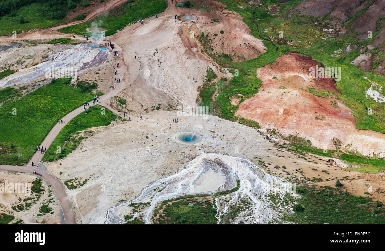 Aerial view of Strokkur Geyser about to erupt, Iceland Stock Photo - Alamy