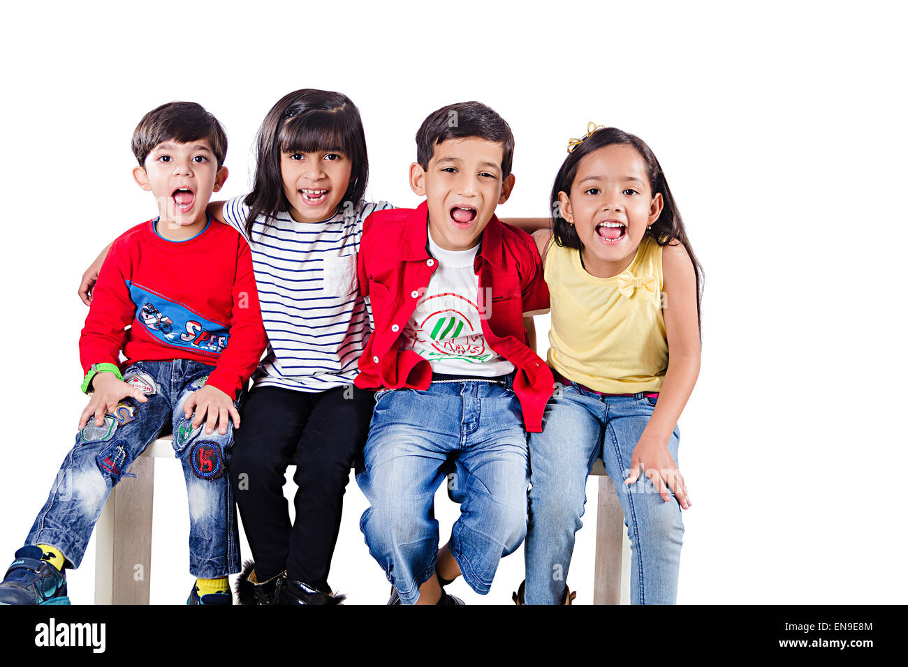 4 indian indian Kids Friends fun Stock Photo - Alamy
