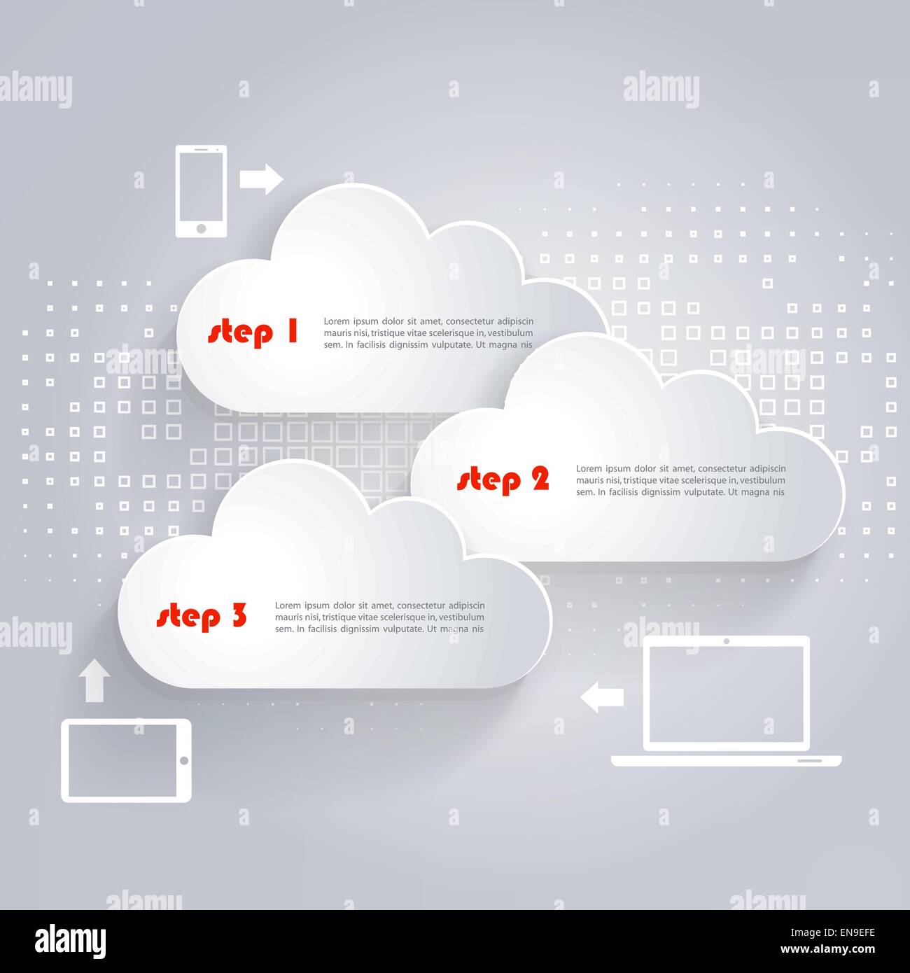 Vector Network clouds with infographic elements and icons Stock Vector ...