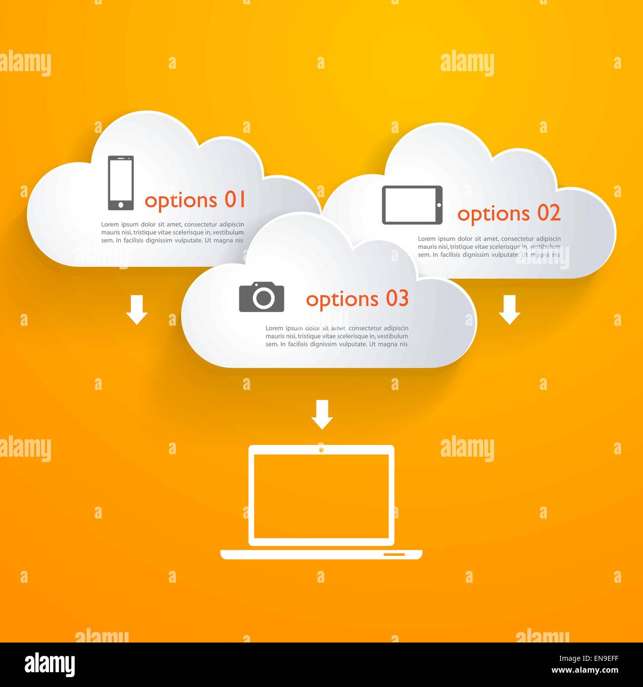 Vector Network clouds with infographic elements and icons Stock Vector ...