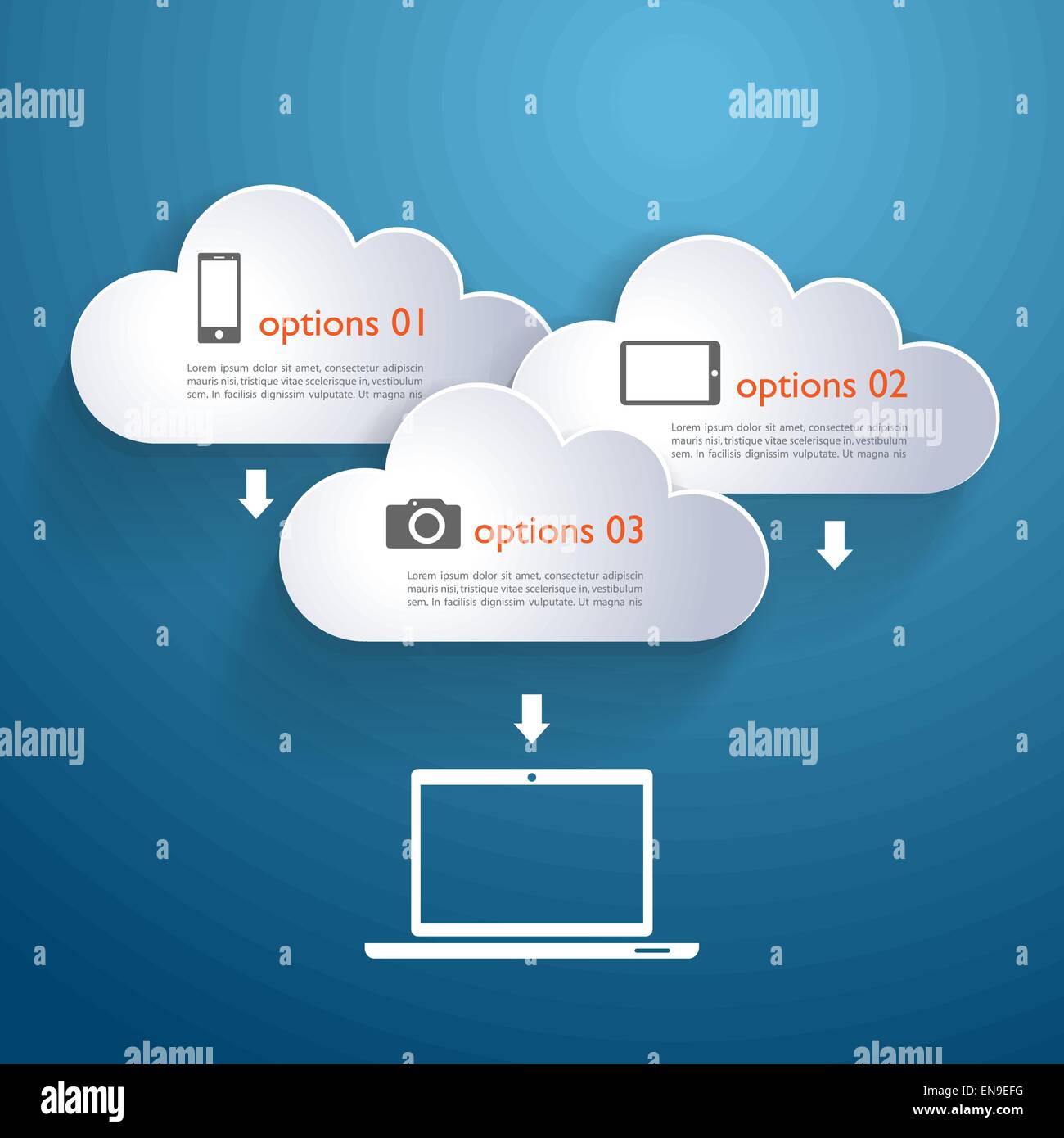 Vector Network clouds with infographic elements and icons Stock Vector ...