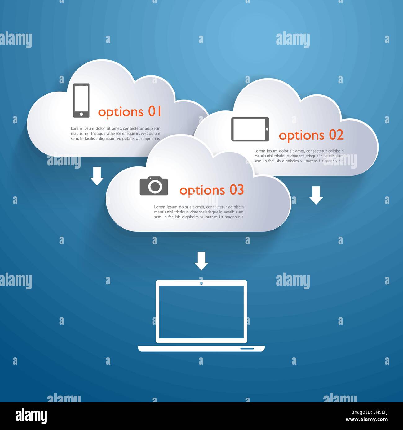 Vector Network clouds with infographic elements and icons Stock Vector ...