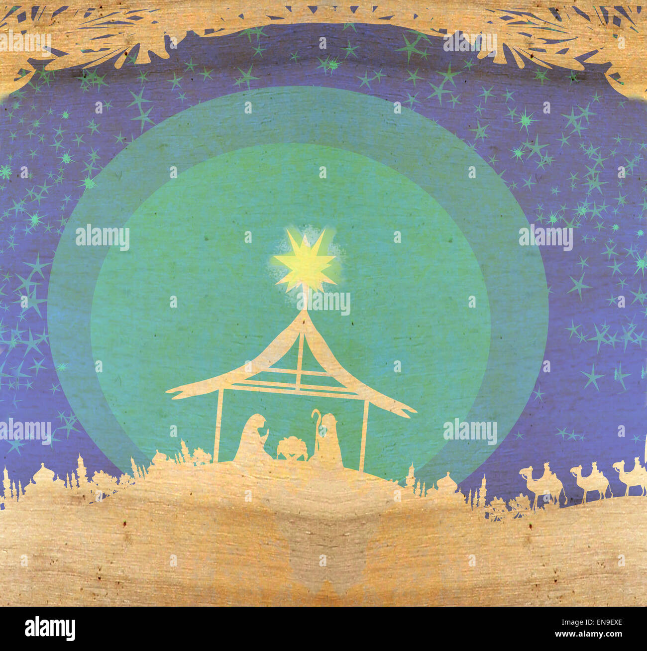 Biblical scene - birth of Jesus in Bethlehem Stock Photo - Alamy
