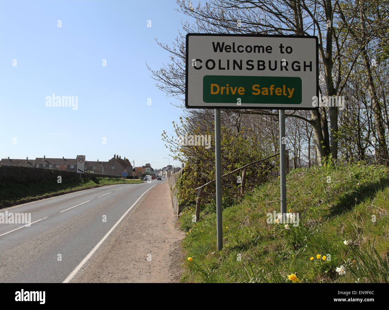 Welcome to Colinsburgh sign Fife Scotland April 2015 Stock Photo - Alamy