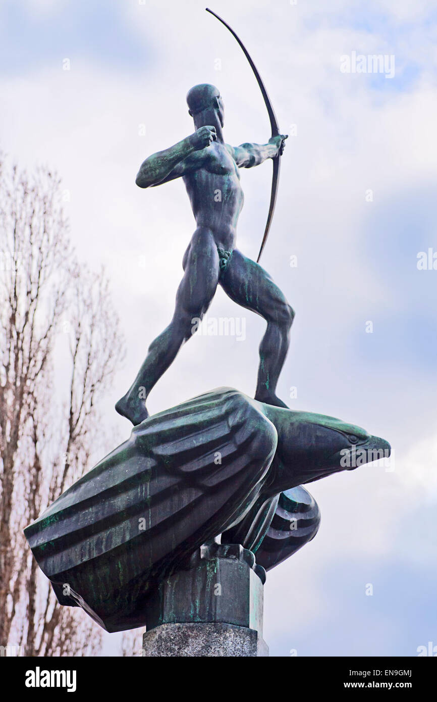 Stockholm, Sweden - The archer (1913) sculpture by Carl Milles (1875 ...