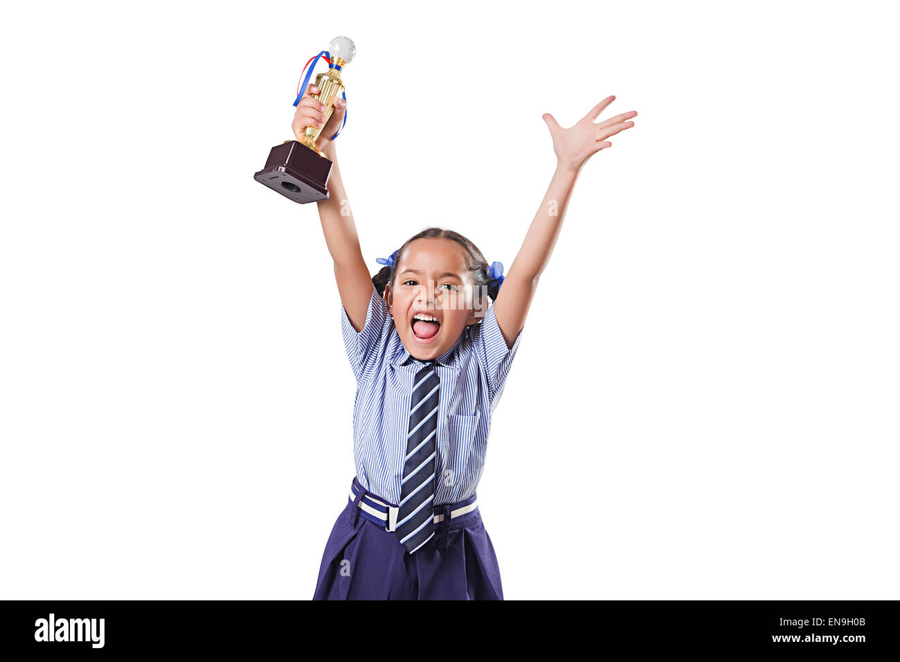 1 indian kids girl School Student Victory Trophy Stock Photo - Alamy