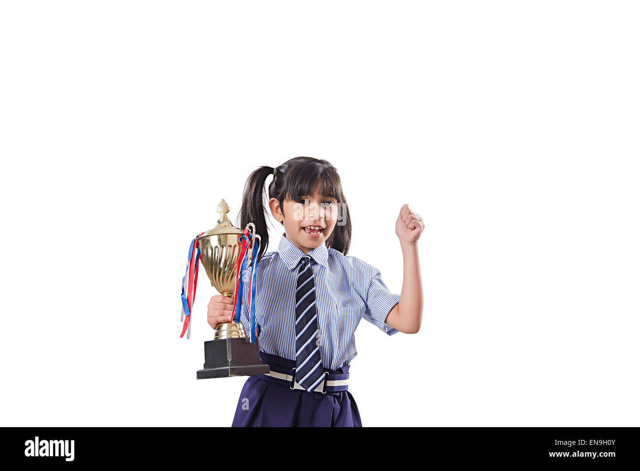 1 indian kids girl School Student Victory Trophy Stock Photo - Alamy