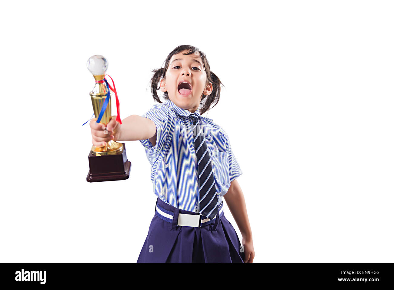 Indian school girl victorious hi-res stock photography and images - Alamy