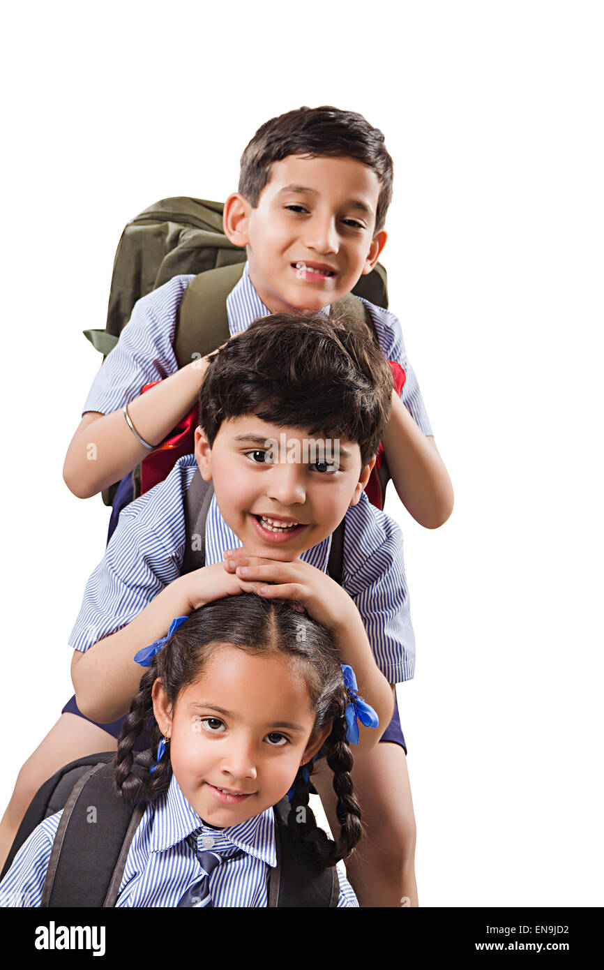 3 indian kids friends School Student enjoy Stock Photo - Alamy