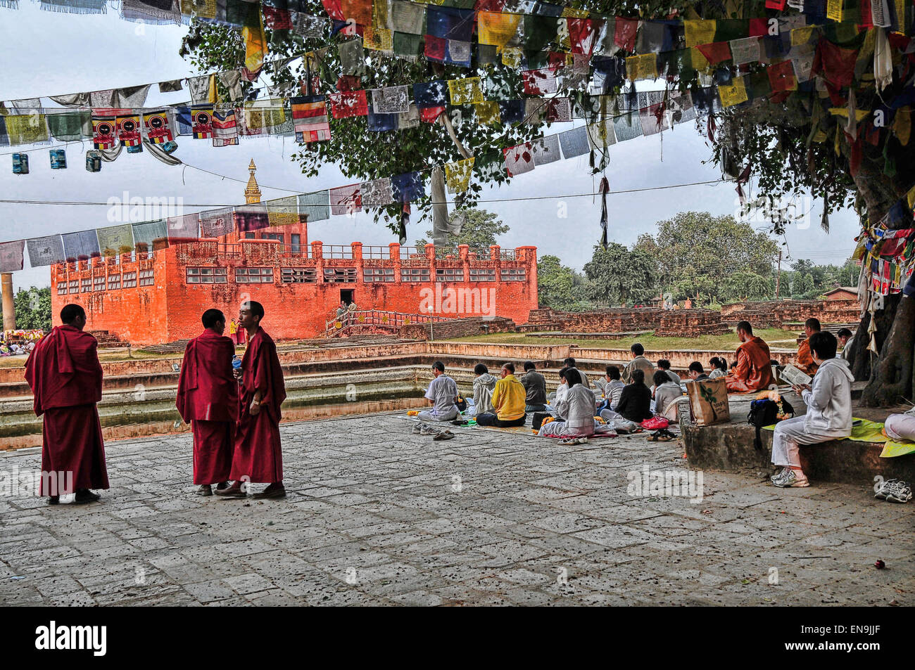 The Maha Devi temple is surrounded by the brick foundations of ancient ...