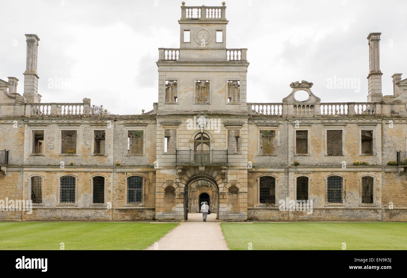Main entrance to the building at Kirby hall, a mansion just outside ...