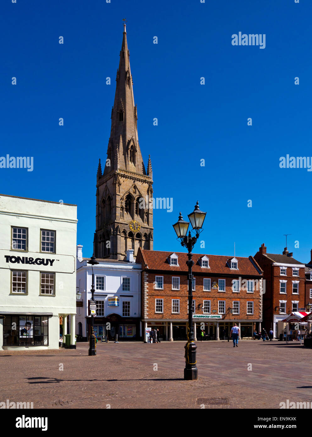 The Market Square in Newark on Trent a traditional market town in ...