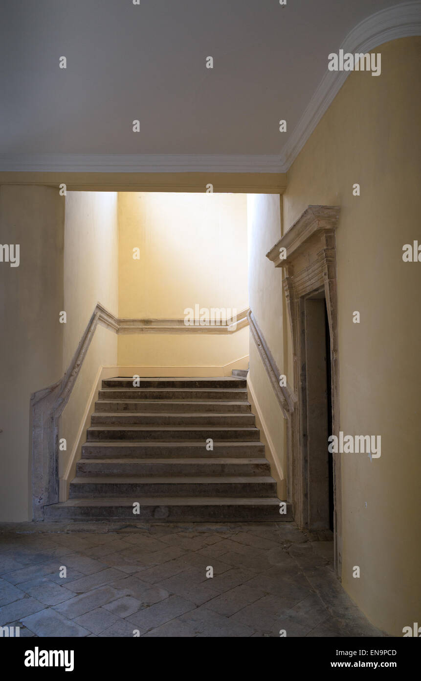 Recessed stone banister at Kirby hall, a mansion just outside Corby ...