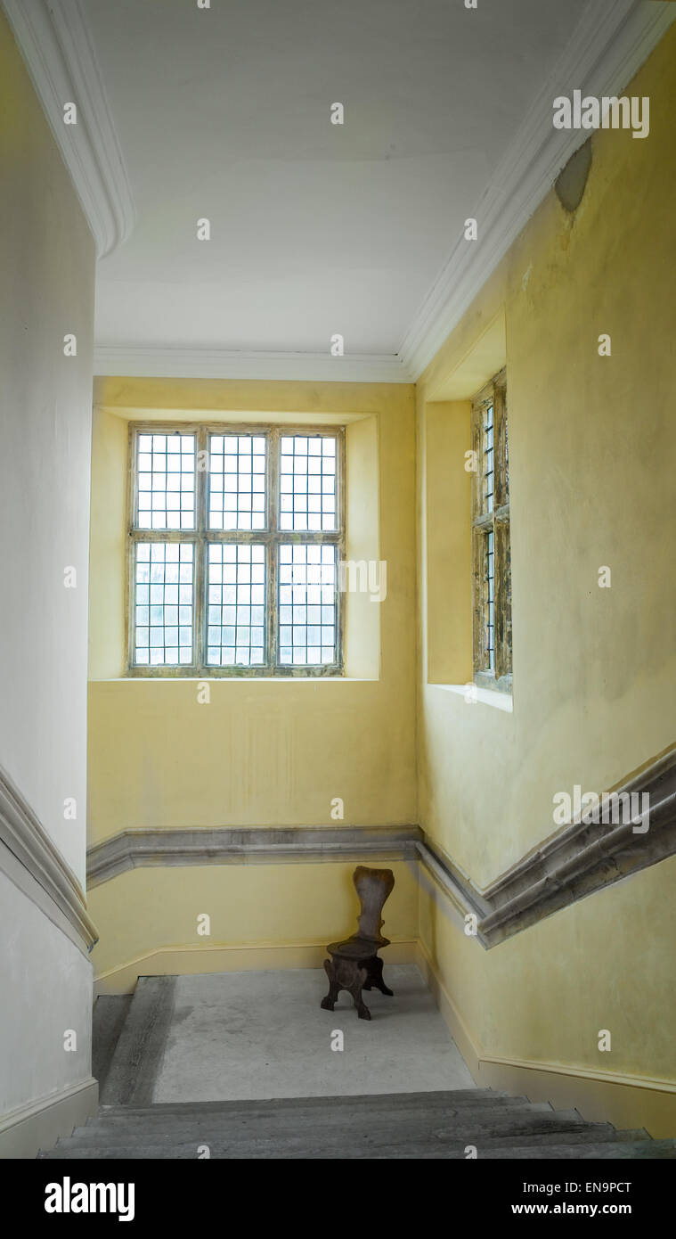 Main staircase at Kirby hall, a mansion just outside Corby, England ...