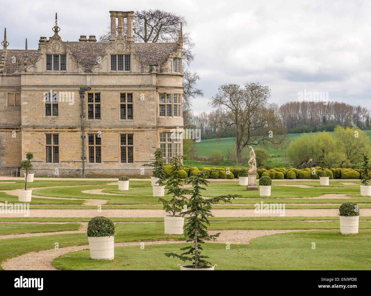 West side at Kirby hall, a mansion just outside Corby, England, built ...