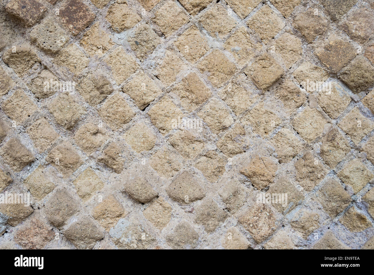 Ancient roman stone and brick wall, weathered and ruined, heritage of ...