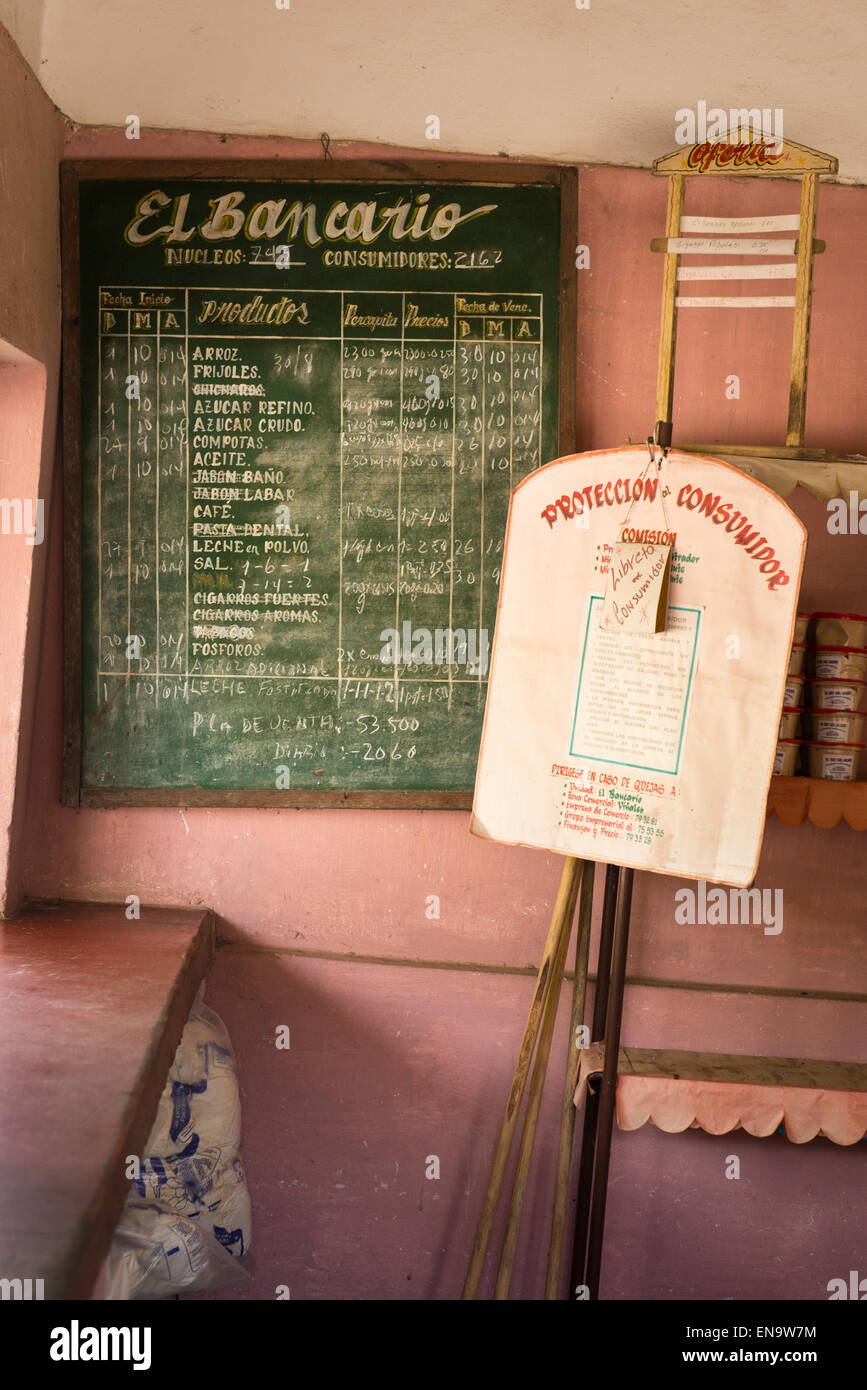 Cuba Vinales state shop store bodega El Bancario the bank price list ...