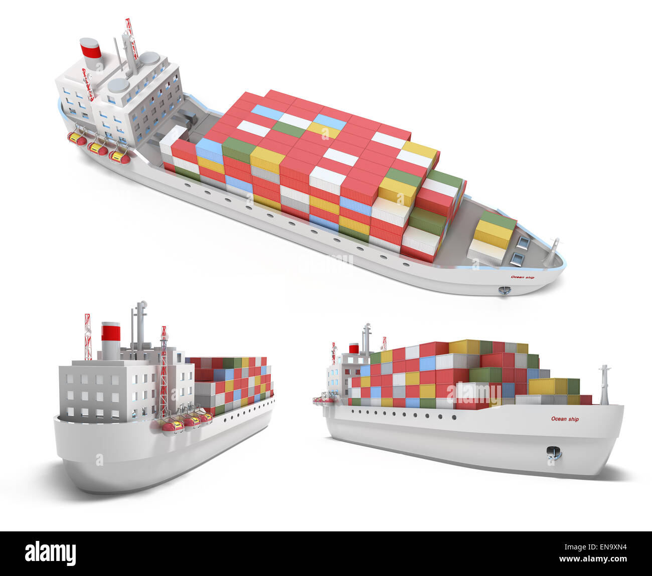 Cargo ship with containers isolated on white. My own design Stock Photo ...