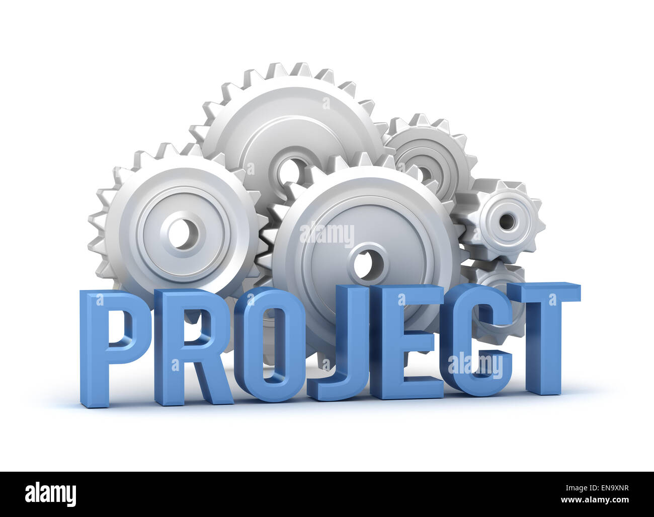 Project word with cogs in background isolated on white Stock Photo - Alamy
