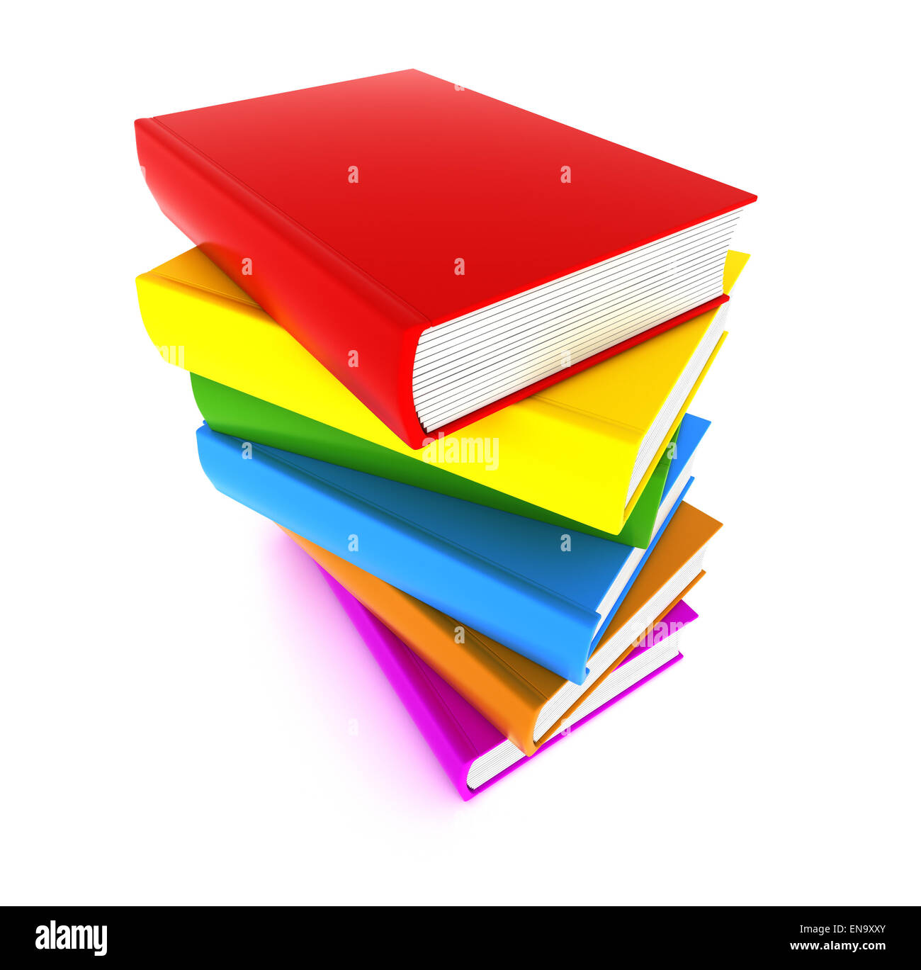 Books multicolor in pile top view isolated on white Stock Photo - Alamy