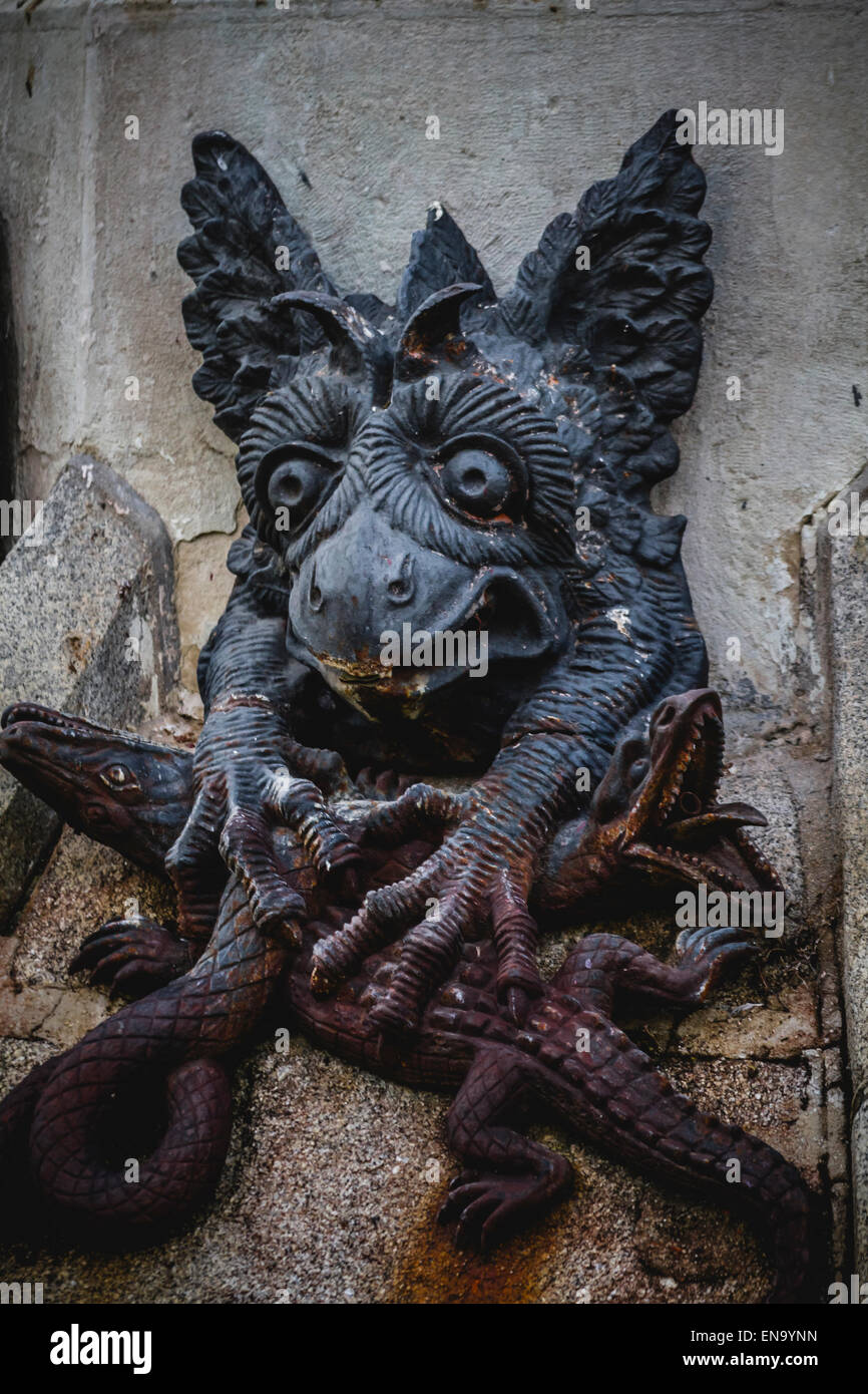 devil figure, bronze sculpture with demonic gargoyles and monsters ...