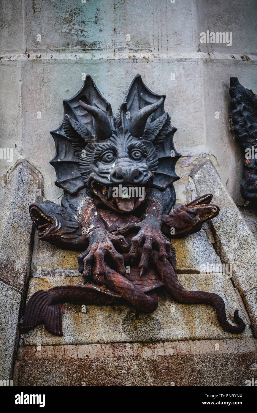 devil figure, bronze sculpture with demonic gargoyles and monsters ...