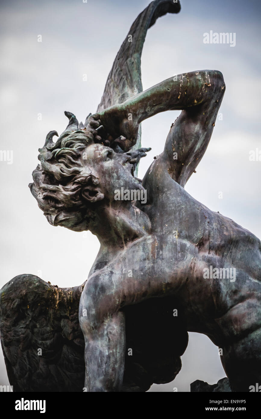 devil figure, bronze sculpture with demonic gargoyles and monsters ...