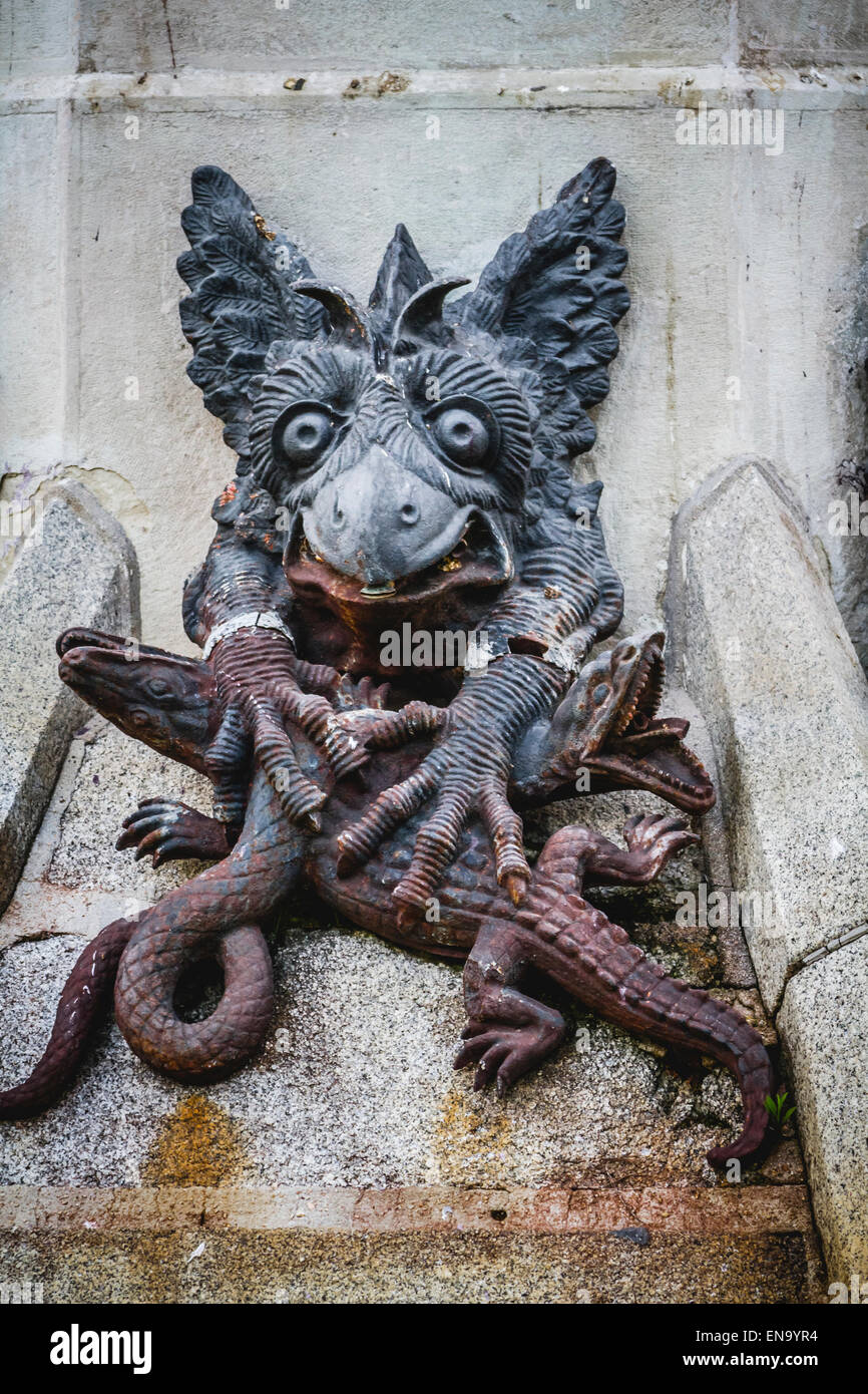 devil figure, bronze sculpture with demonic gargoyles and monsters ...