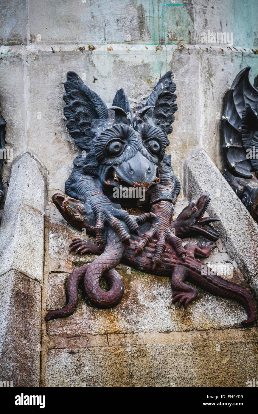 devil figure, bronze sculpture with demonic gargoyles and monsters ...
