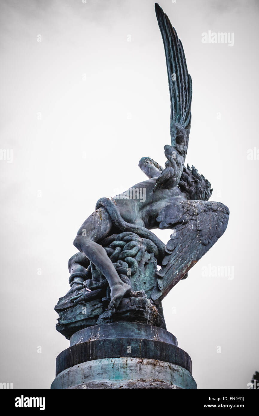 devil figure, bronze sculpture with demonic gargoyles and monsters ...