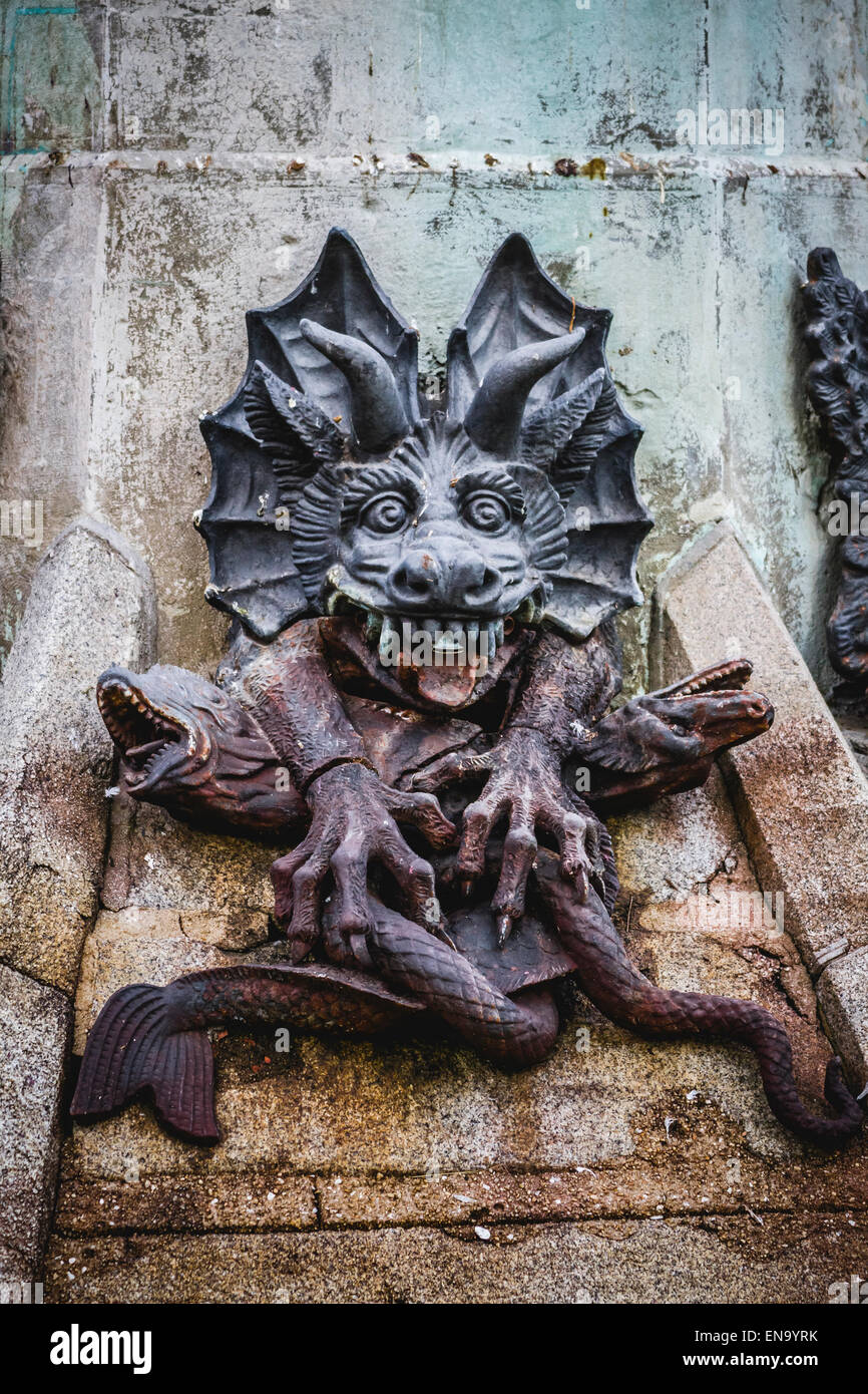 devil figure, bronze sculpture with demonic gargoyles and monsters ...