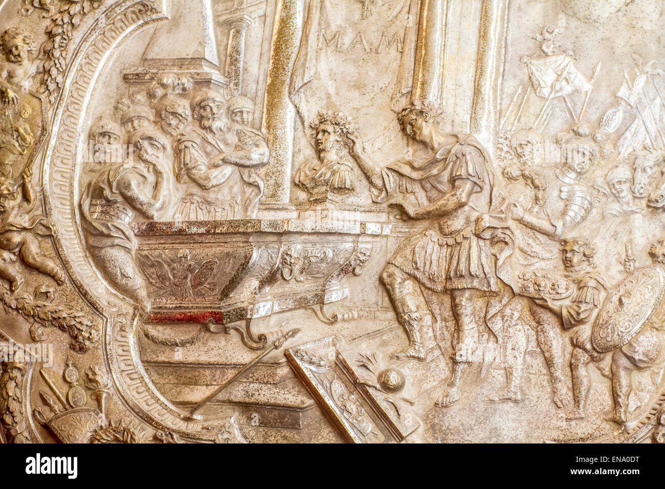 medieval handwritten silver book by Christian monks Stock Photo - Alamy