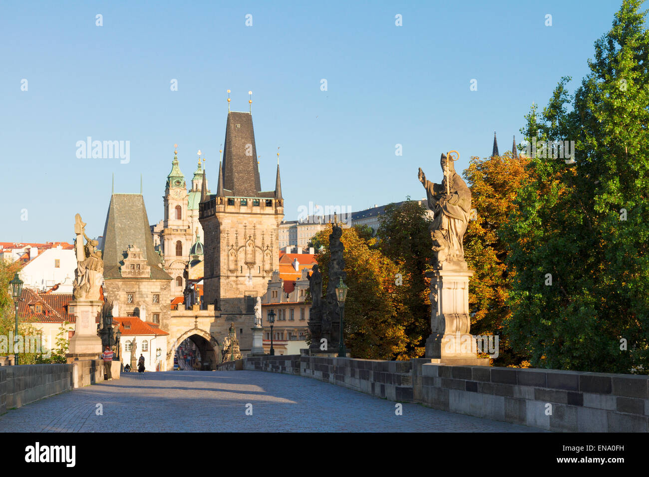 Gate tower and Charles bridge, Prague Stock Photo - Alamy