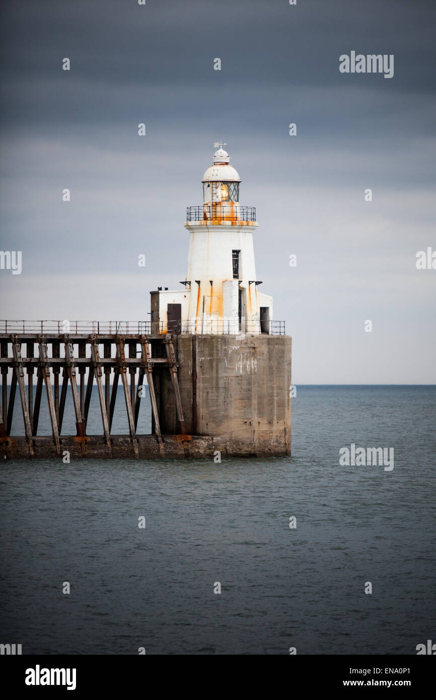 The little lighthouse at the entrance to Blyth Harbour, Northumberland ...