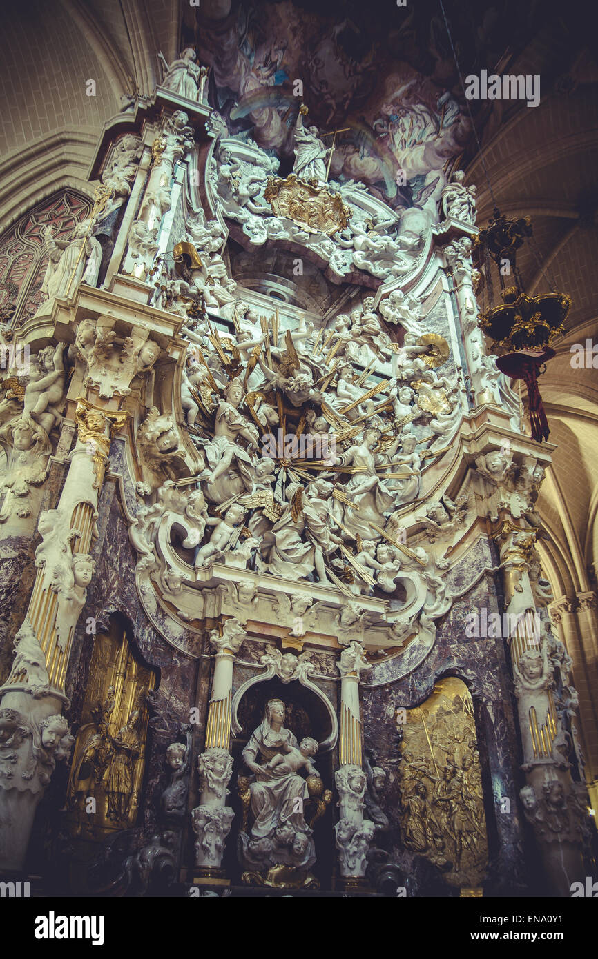 mary, high altar of the Cathedral of Toledo, gothic style sculptures ...
