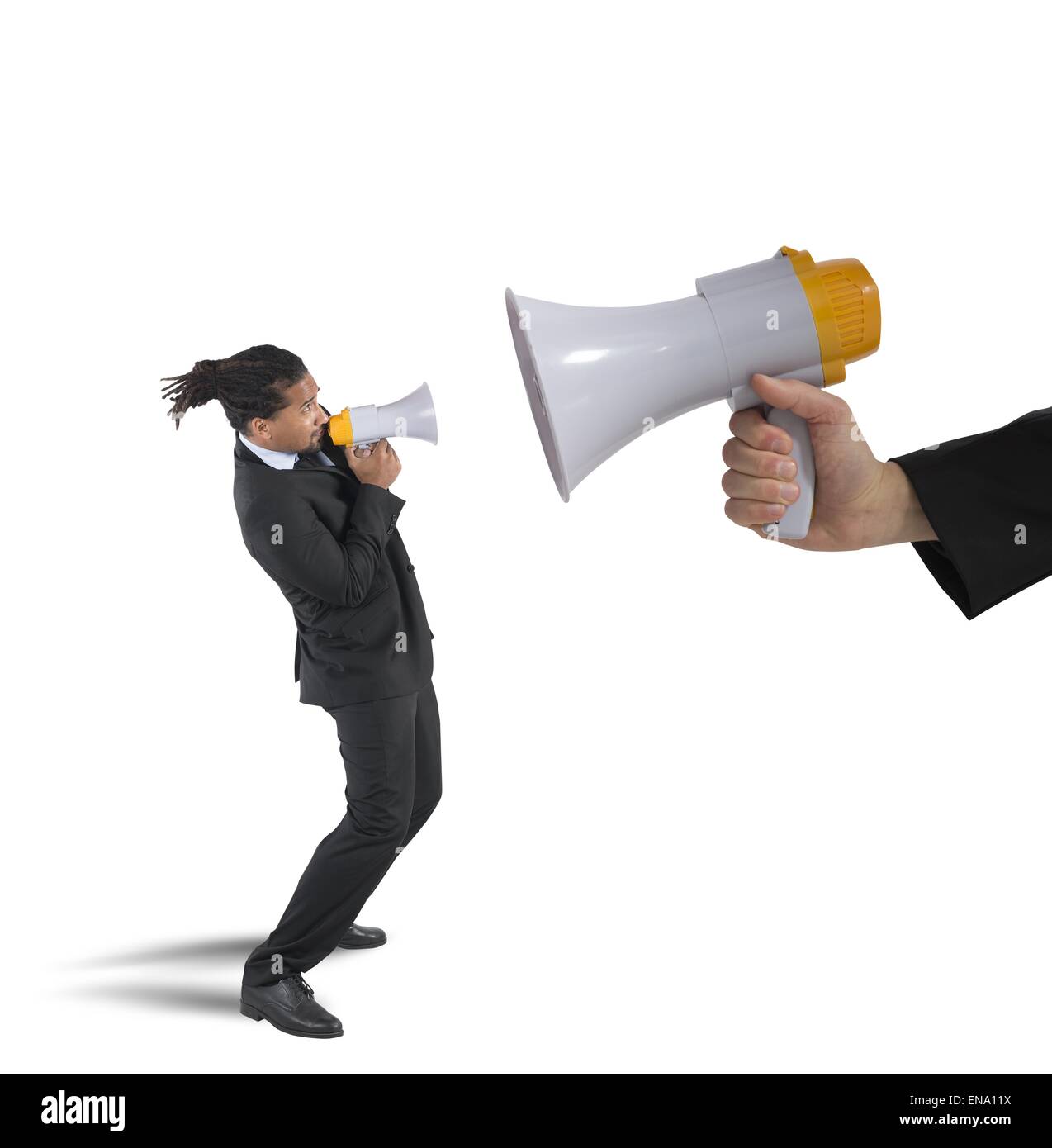 Businessman tries to counter Stock Photo - Alamy