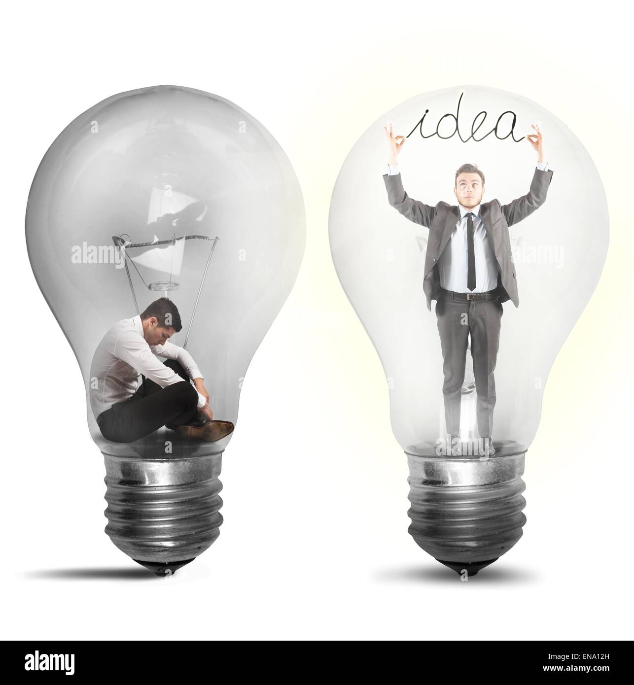 Businessman suddenly an idea Stock Photo - Alamy