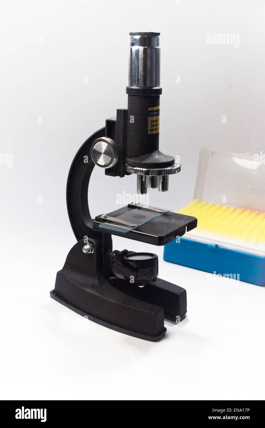 The microscope on a white background. Scientific equipment - optical ...