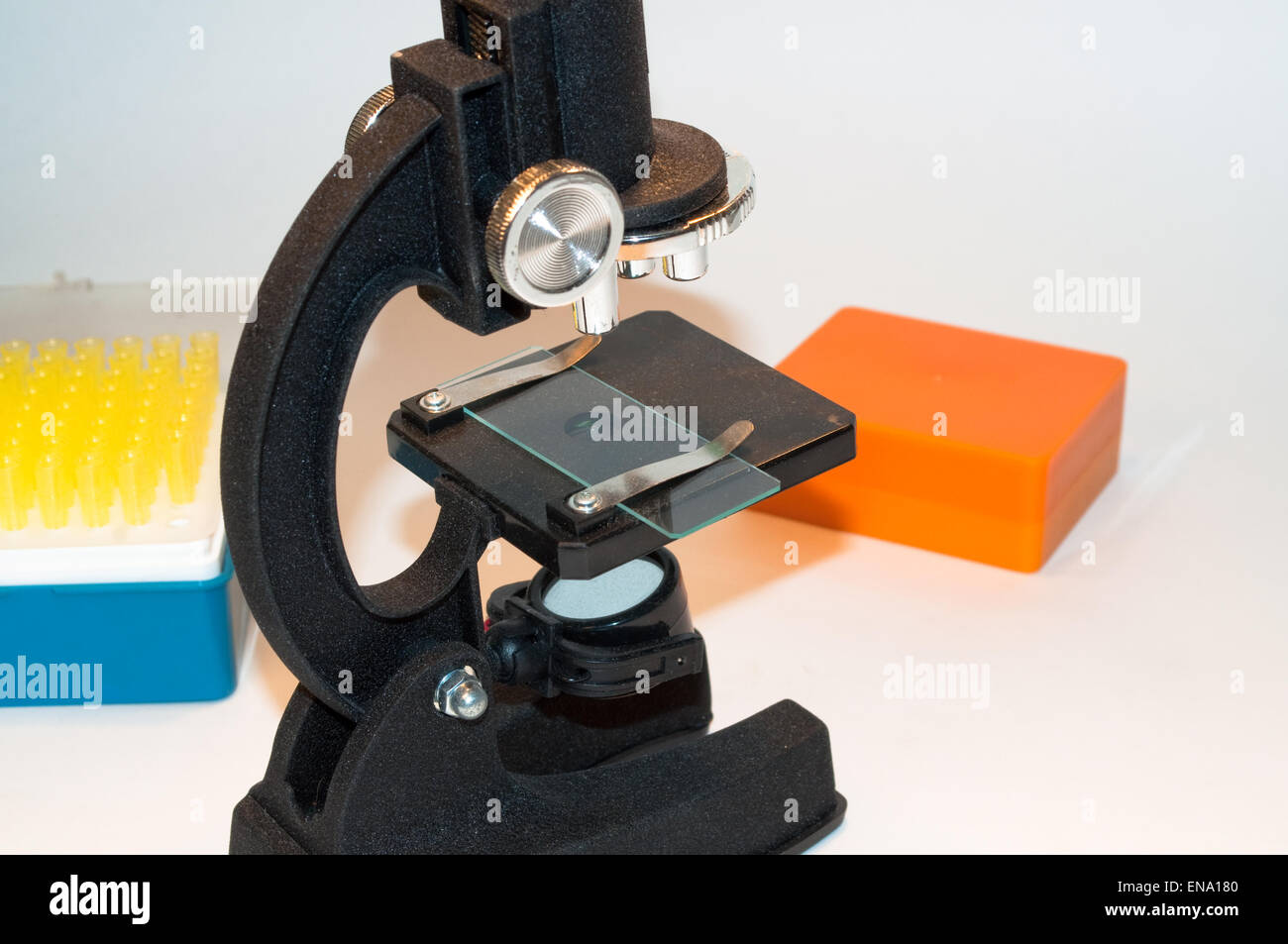 The microscope in the laboratory. Scientific equipment - optical device ...