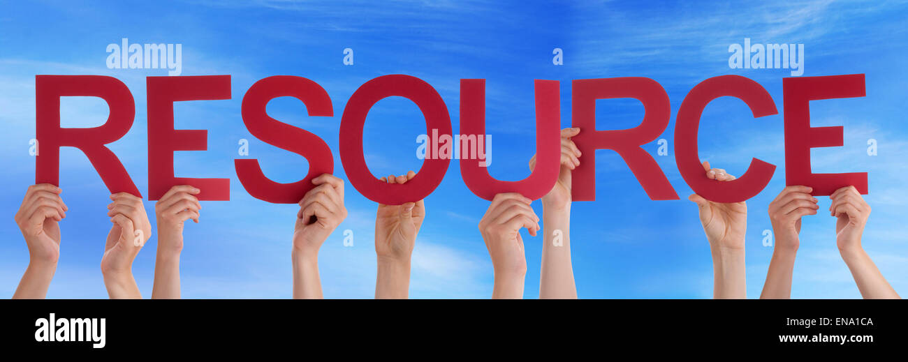Hands Holding Red Straight Word Resource Blue Sky Stock Photo - Alamy