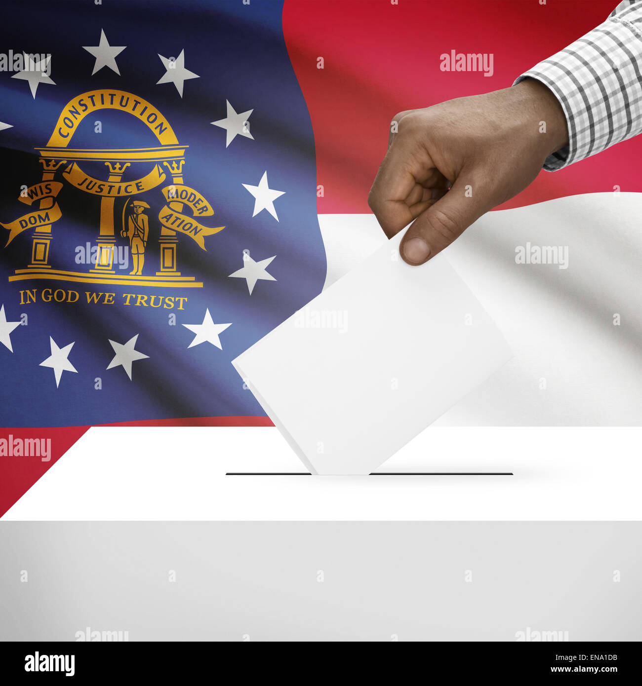 Ballot box with US state flag on background - Georgia Stock Photo - Alamy