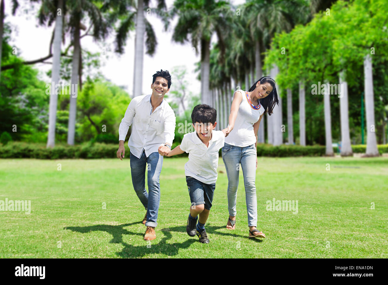indian Parents and son park Running Stock Photo - Alamy