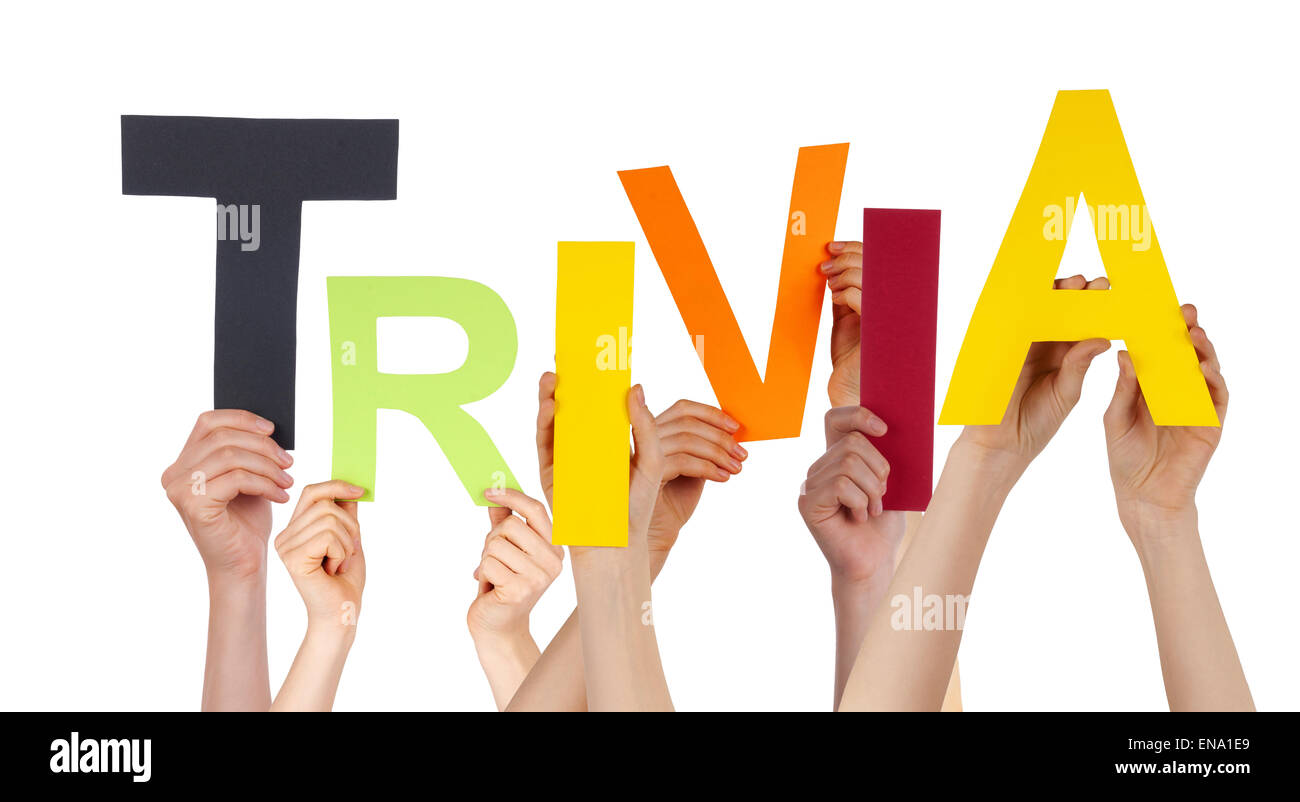 Many People Hands Holding Colorful Word Trivia Stock Photo - Alamy