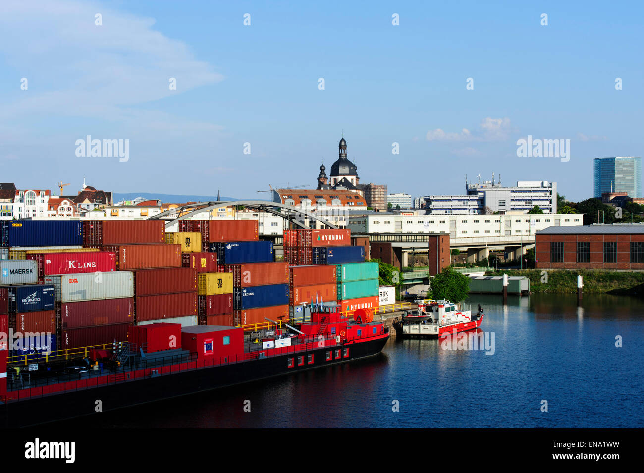 container port river Rhine, Mannheim, Baden-Wurttemberg, Germany Stock ...