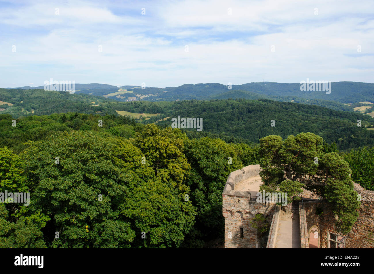 Auerbach Castle, castle ruins, overlooking Odenwald, Bensheim ...