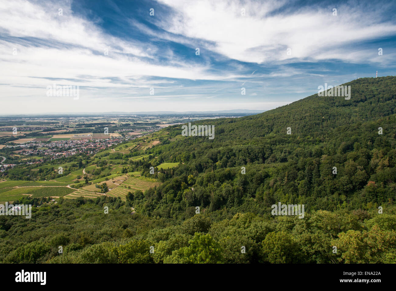 looking out over Bergstrasse, Bensheim, Bergstrasse, Hesse, Germany ...