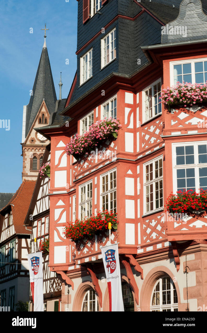Rathaus, Marktplatz Heppenheim, Bergstraße, Hessen, Deutschland ...