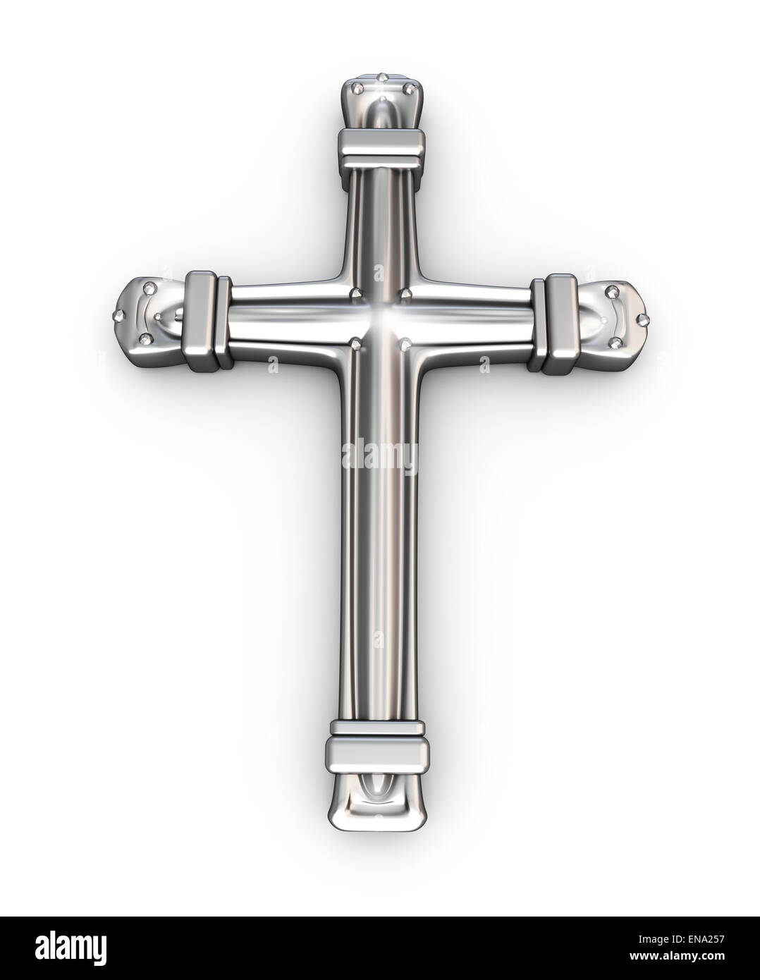 Silver cross over white Stock Photo - Alamy